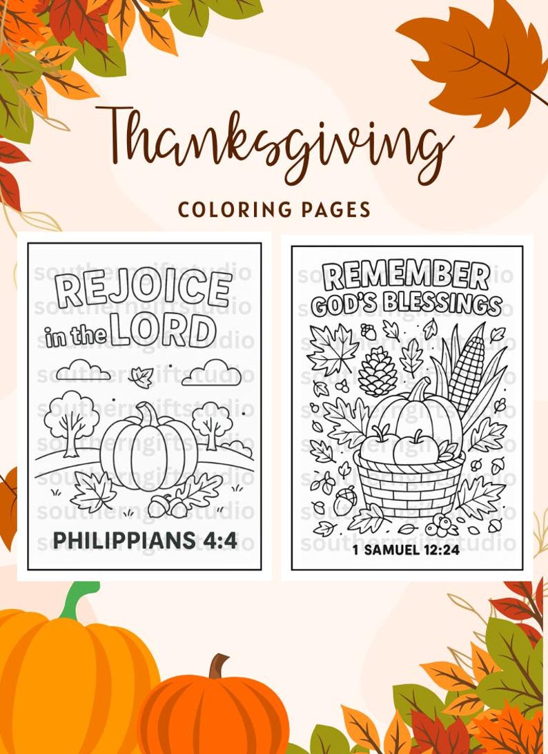 Fall Christian Coloring Pages for Kids – Thanksgiving Bible Verse ...
