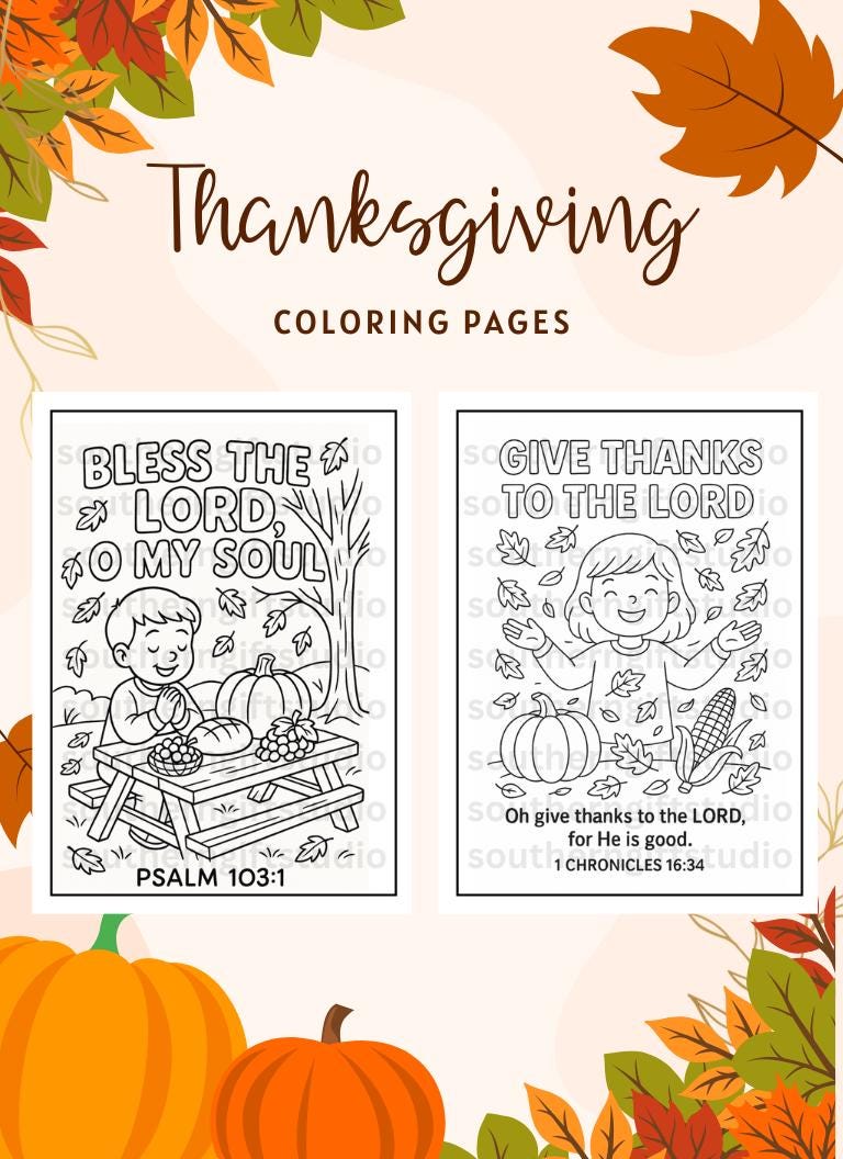 Fall Christian Coloring Pages for Kids – Thanksgiving Bible Verse ...
