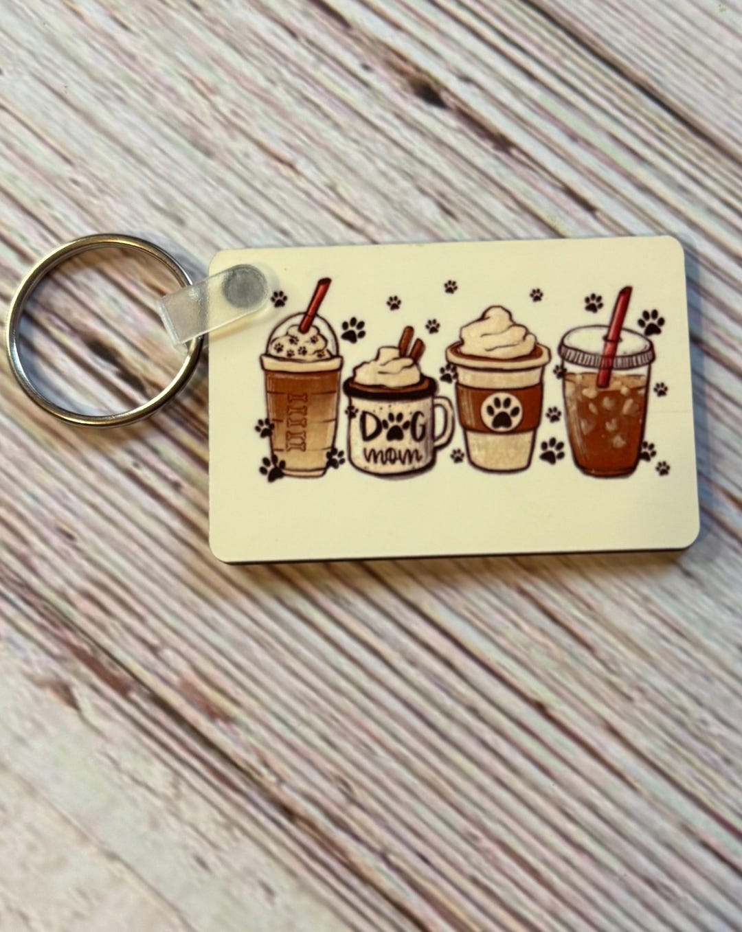 Double Sided Coffee Paw Print Fall Keychain - Etsy
