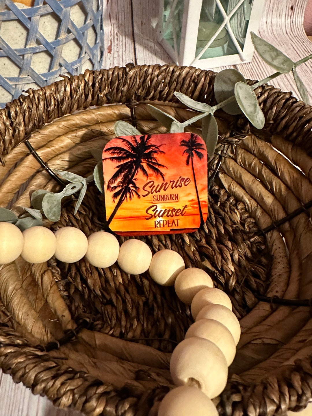 Palm Tree, Sunset, Beach Refrigerator Magnet. It Says Sunrise , Sunburn ...