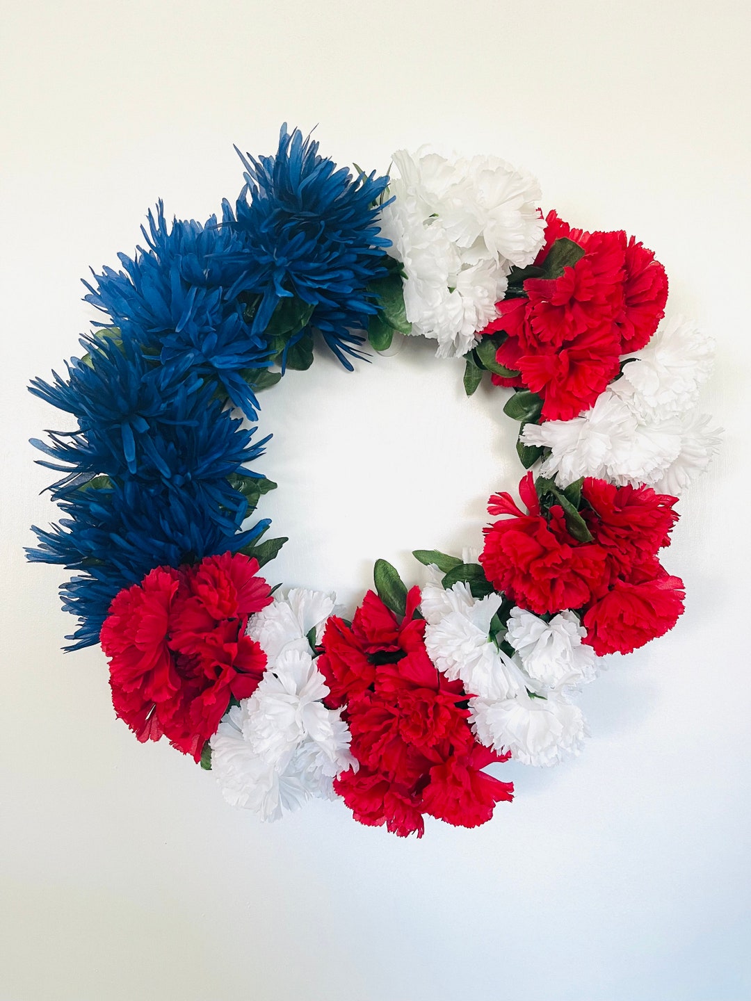 Blue With Red and White Carnations Wreath - Etsy
