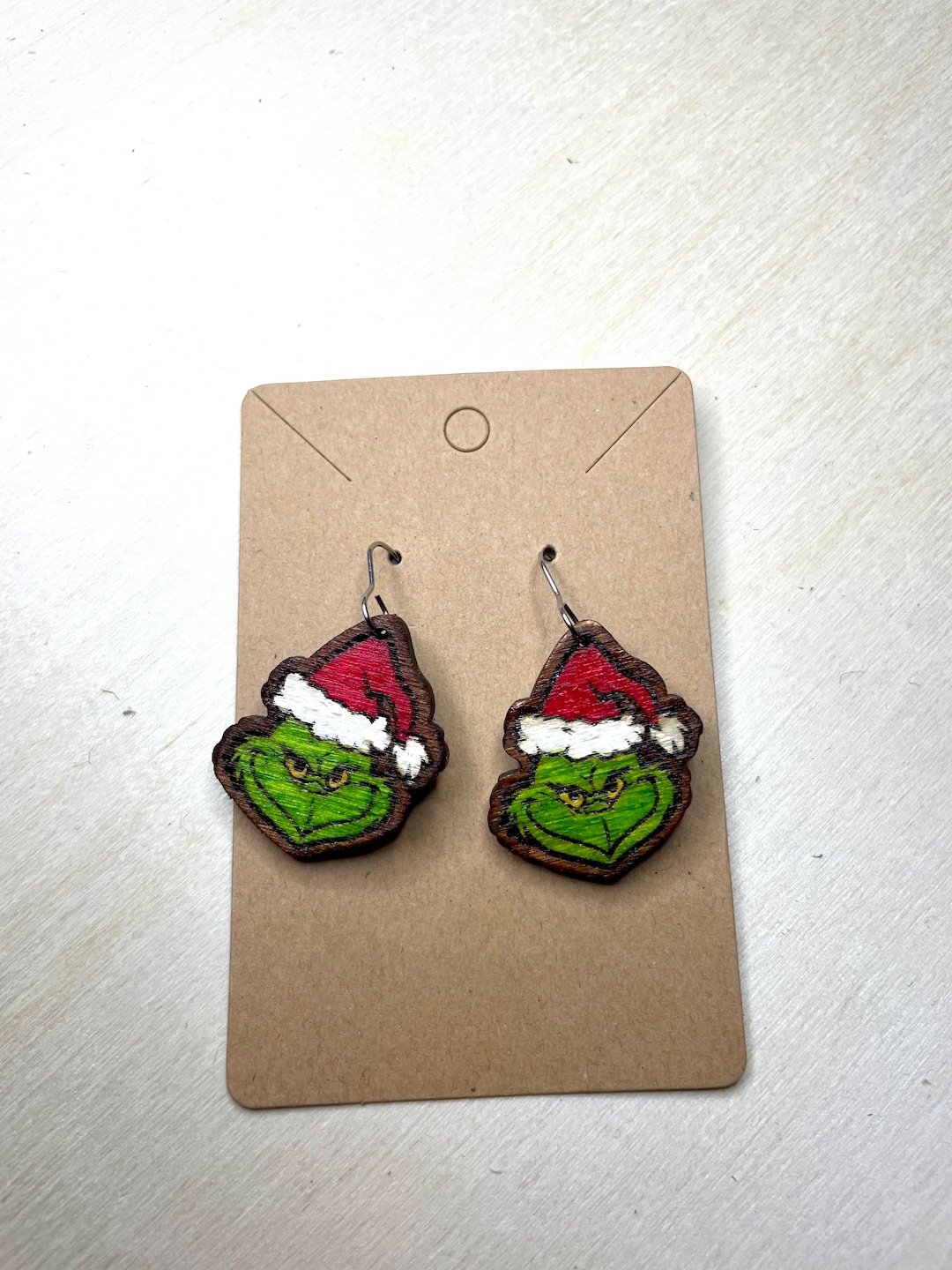 Grinch Earrings Grinch Christmas Earrings Wood Earrings - Etsy