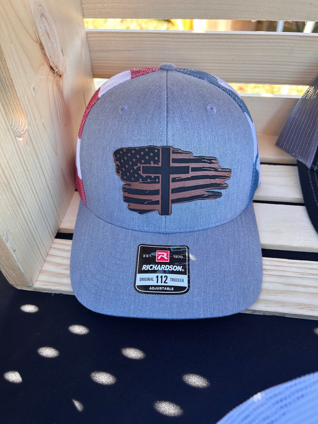 American Flag With a Cross, Richardson 112 Snapback Adjustable Hat - Etsy