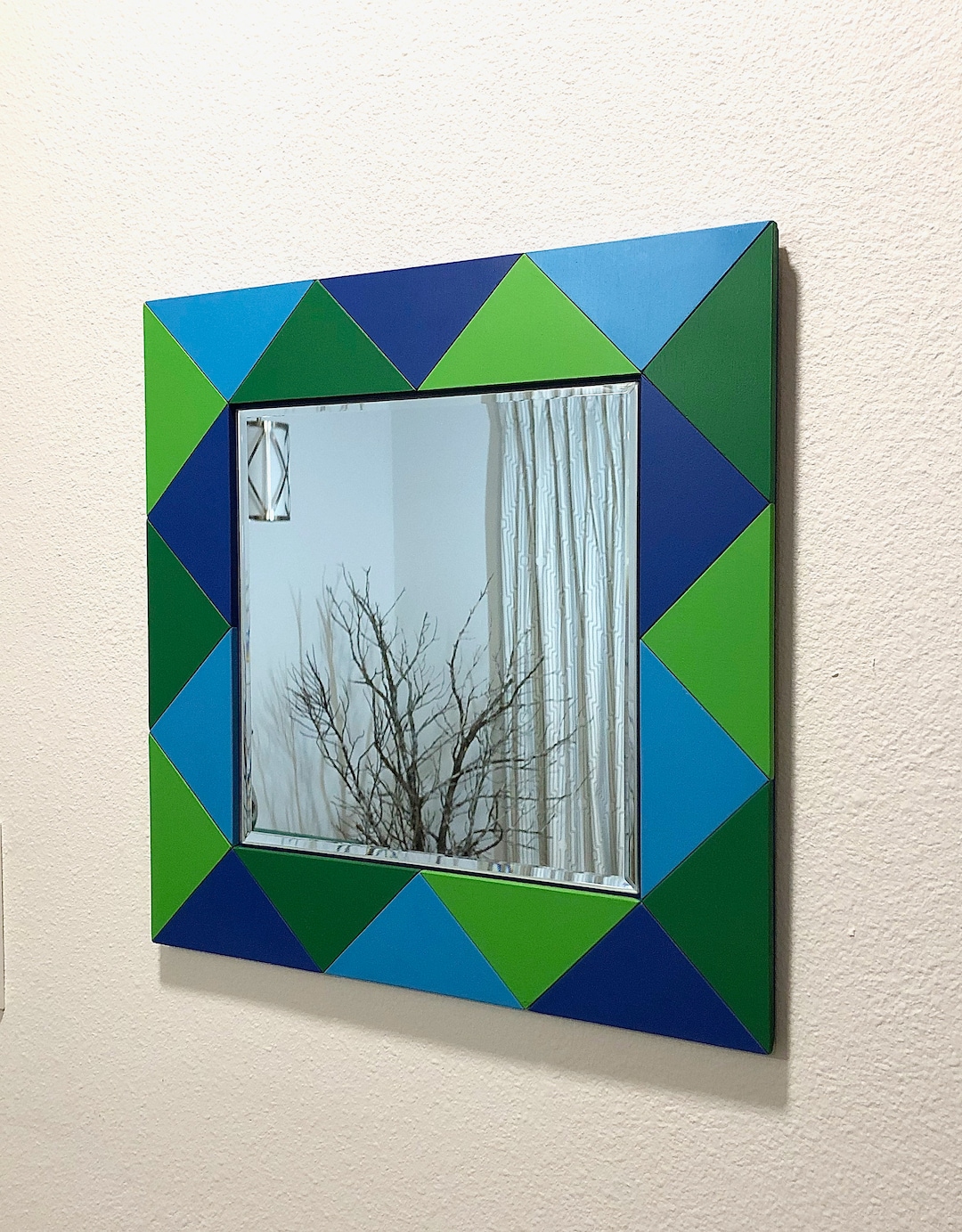 18 Mirror Spring Lake Triangle Beveled Glass Handmade USA Wall Art Home ...