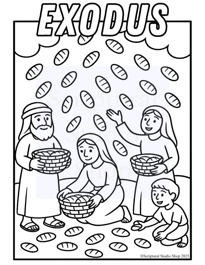 Manna From Heaven Coloring Page: Exodus Bible Story (instant Download ...