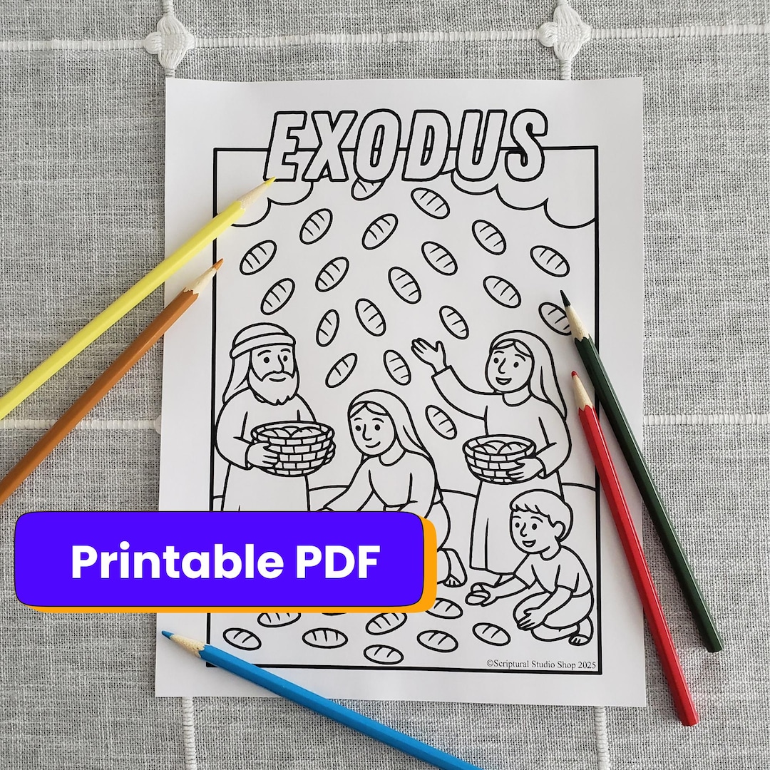 Manna From Heaven Coloring Page: Exodus Bible Story (instant Download ...