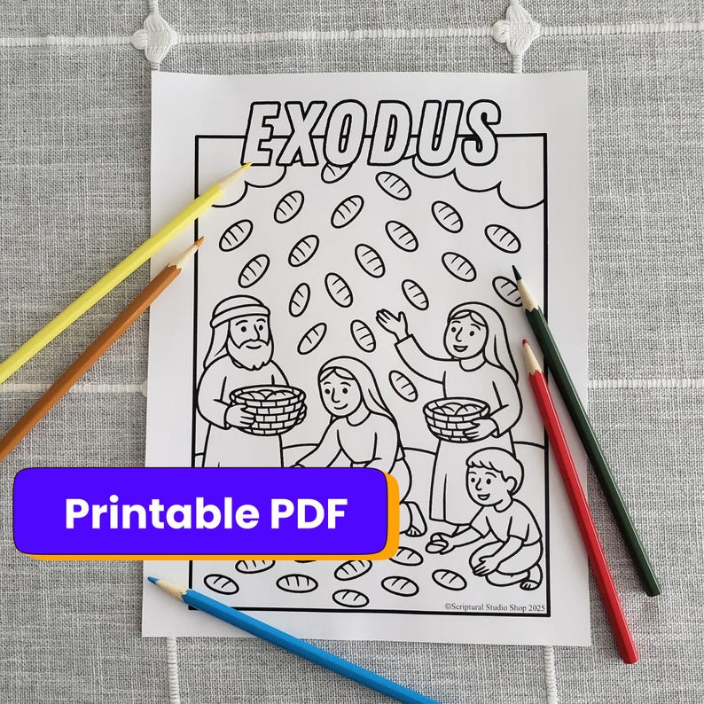 Manna From Heaven Coloring Page: Exodus Bible Story (instant Download ...