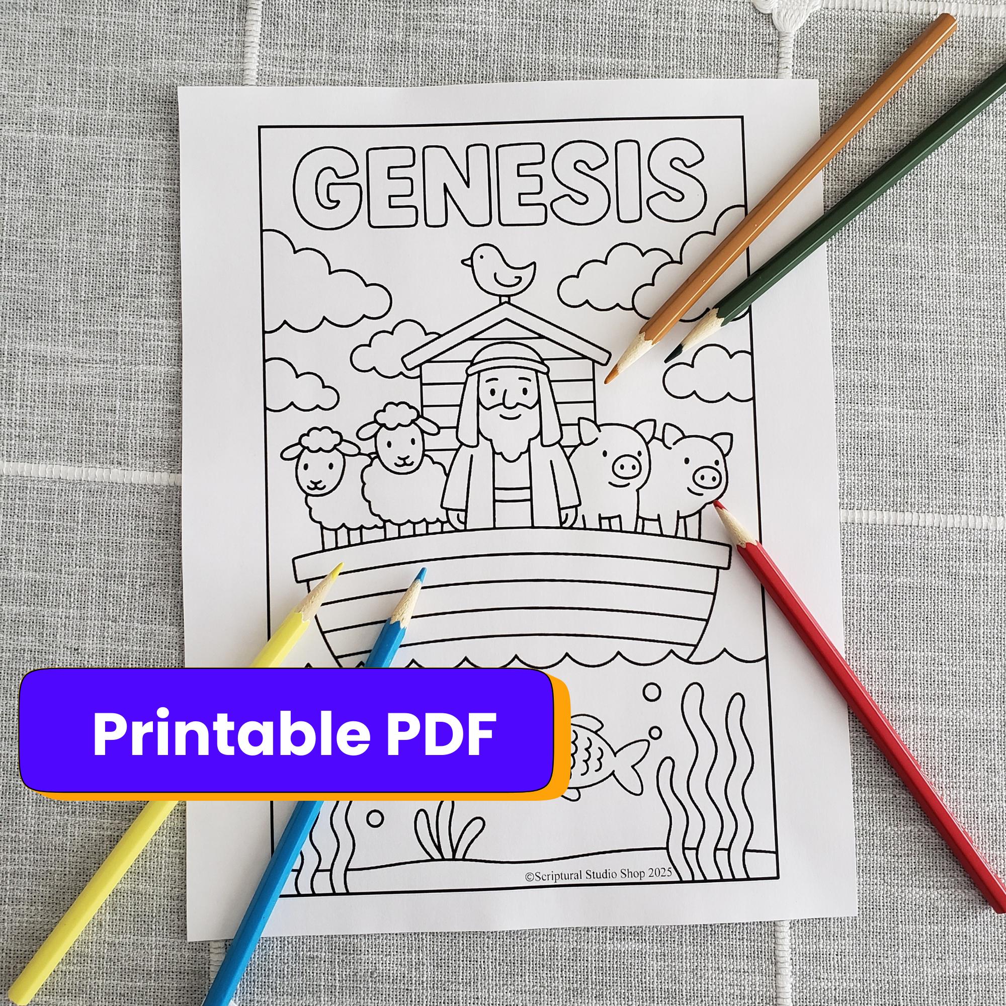 Genesis Noah’s Ark Printable | Bible Story Coloring Page for Kids ...