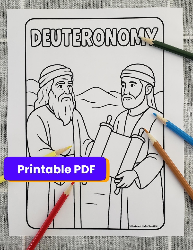Deuteronomy Coloring Page: Moses & Joshua, Torah Transfer (PDF Download ...