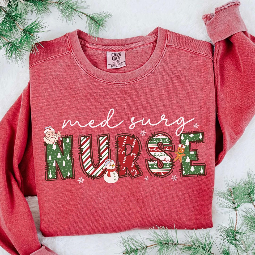 Christmas Med Surg Nurse Sweatshirt, Christmas Med-surg Nurse Gift, MS ...