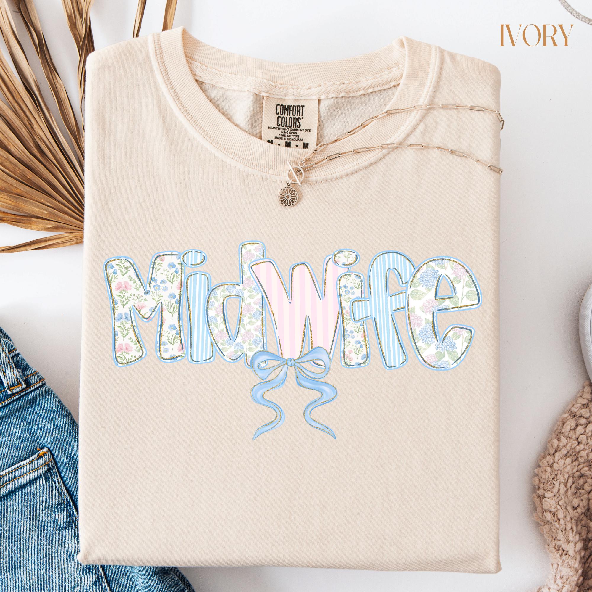 Comfort Colors Midwife Shirt, Nurse Midwife Gift, Coquette Bow Midwife ...