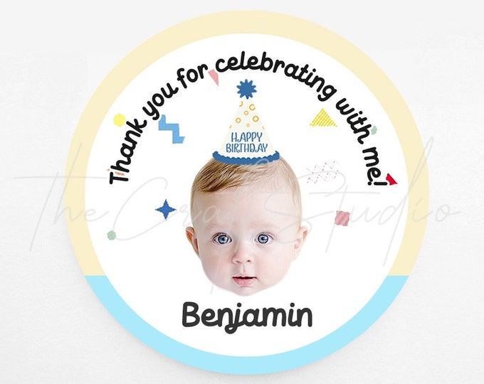 Cute Kids Birthday Party Sticker, Custom Birthday Face Sticker, Girl ...