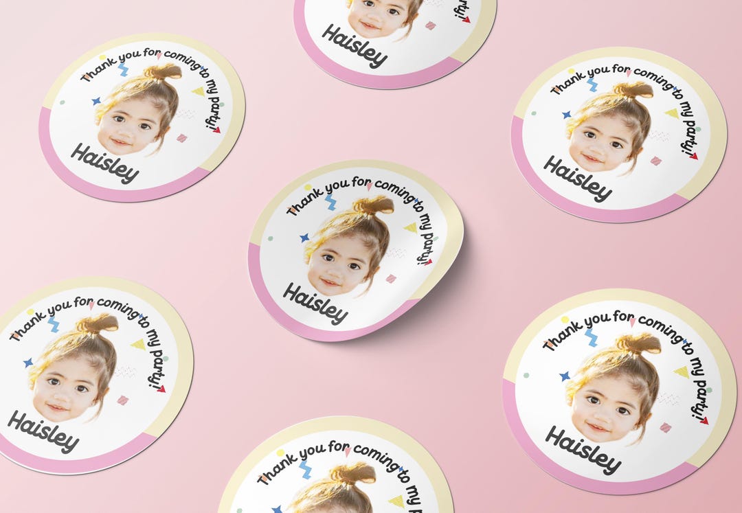 Kids Birthday Photo Stickers | Custom Face Stickers | Birthday Photo ...