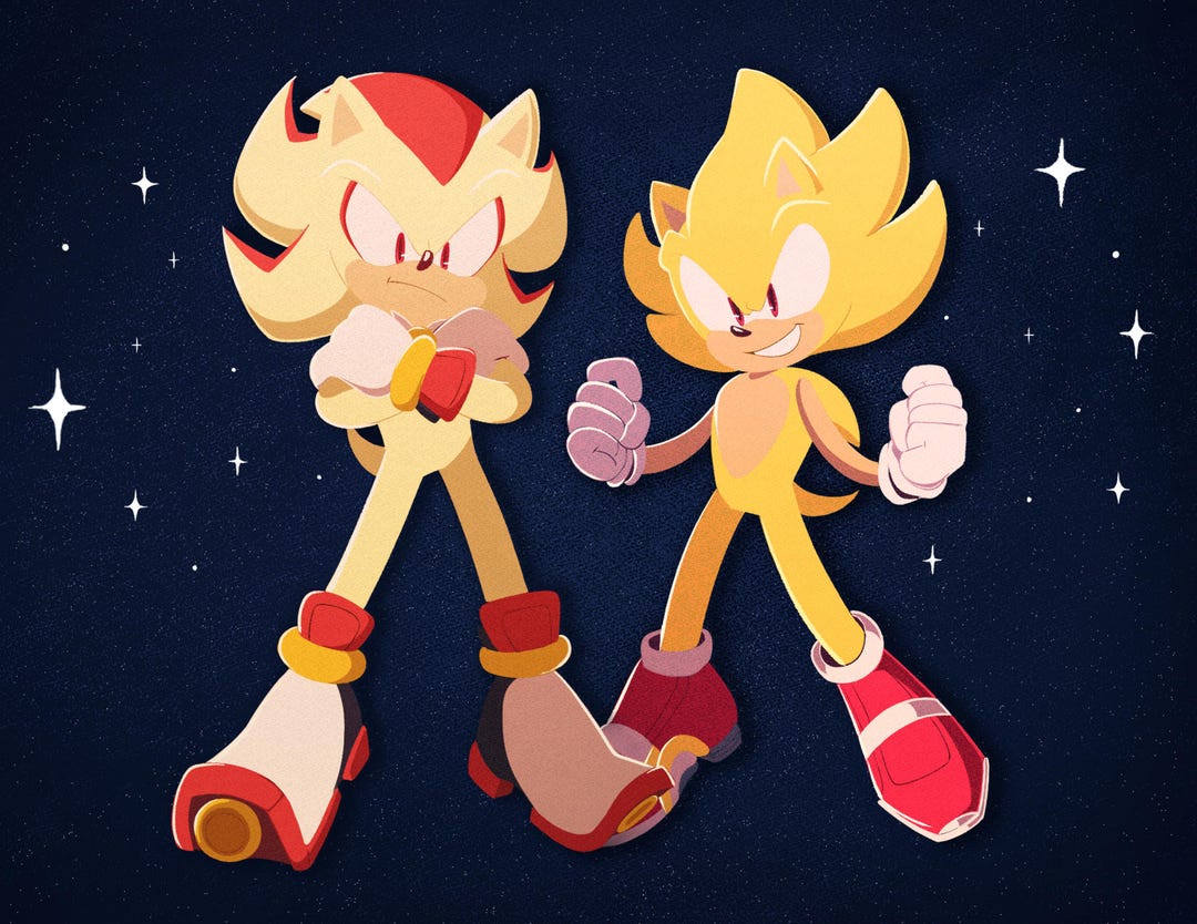 Super Sonic and Super Shadow SA2 Print - Etsy