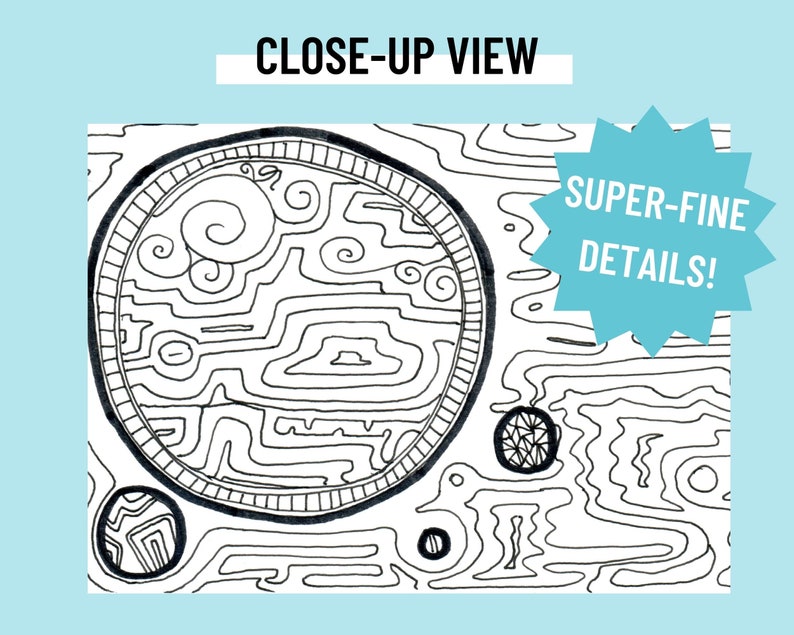 Space-themed Adult Coloring Page | Stars, Planets, Moons, and Galaxies ...