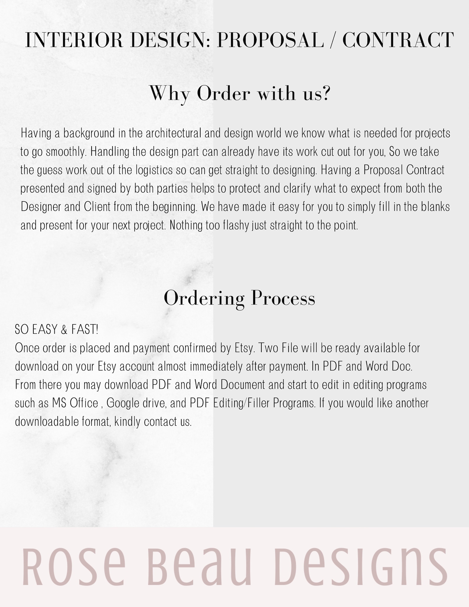 Contract Template Editable Interior Design | Word & PDF (digital ...