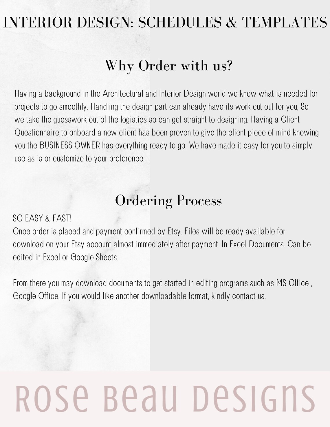 Interior Design 5 Editable Templates Schedules and Invoices Excel ...