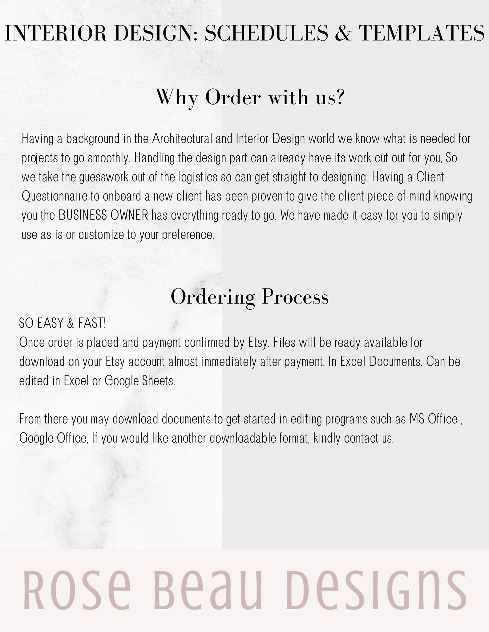 Interior Design 5 Editable Templates Schedules and Invoices | Excel ...