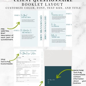 Client Questionnaire & Booklet Layout for Interior Design | Word Docx ...