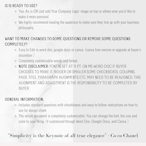 Client Questionnaire & Booklet Layout for Interior Design | Word Docx ...