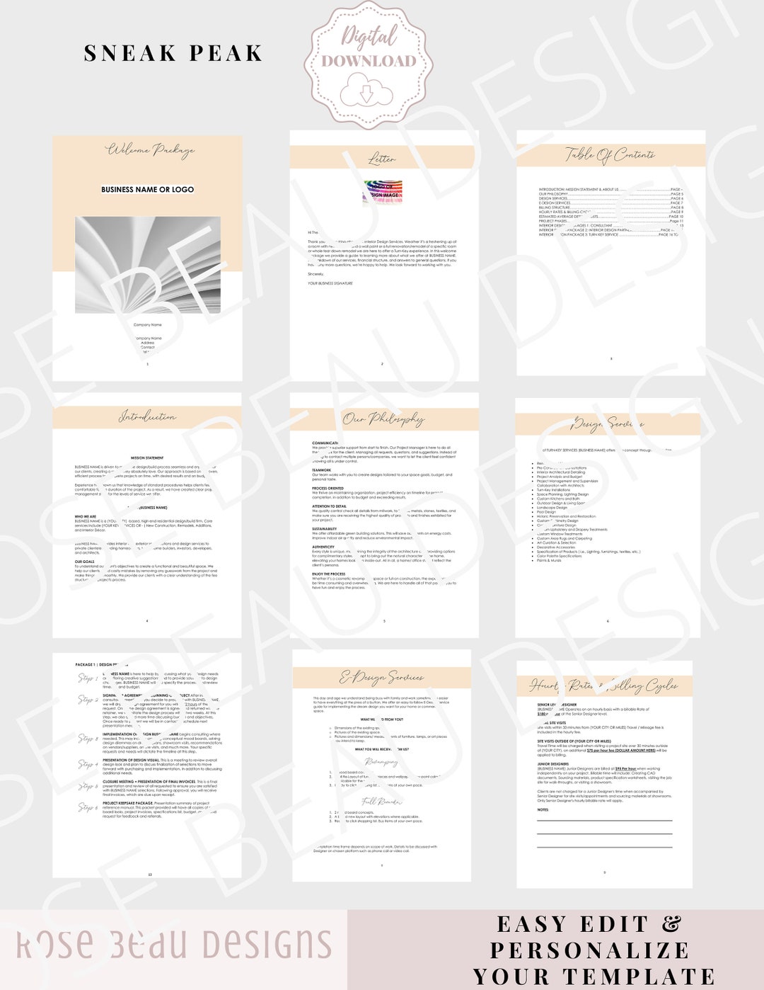 Welcome Packet EDITABLE Pre Written | Interior Design | Word Docx ...