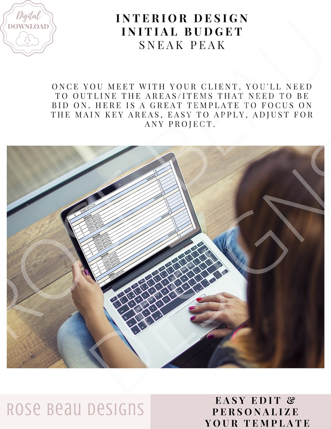 Interior Design Editable Initial Budget Template | Design Professionals ...