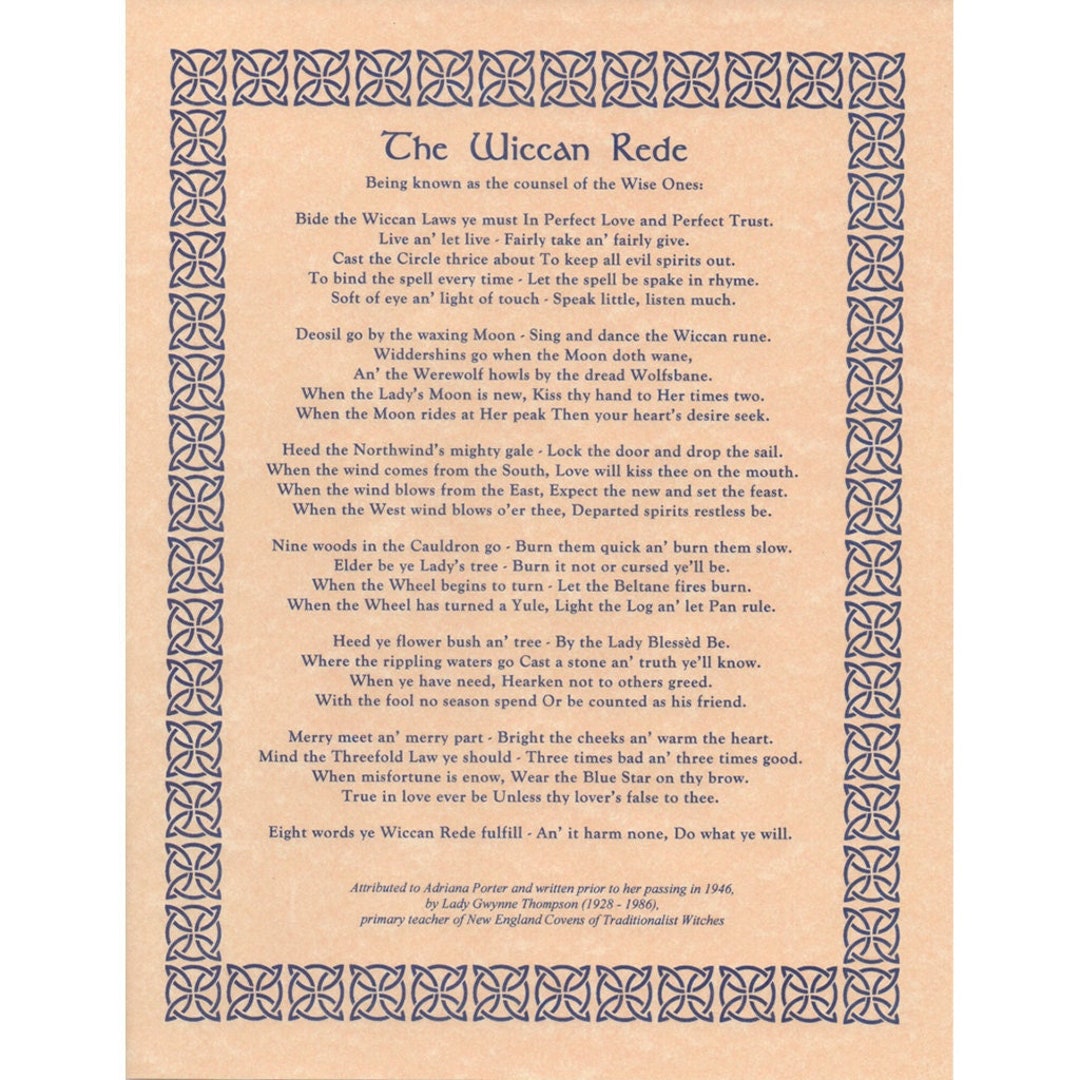Wiccan Rede (long Poem) Poster - Etsy