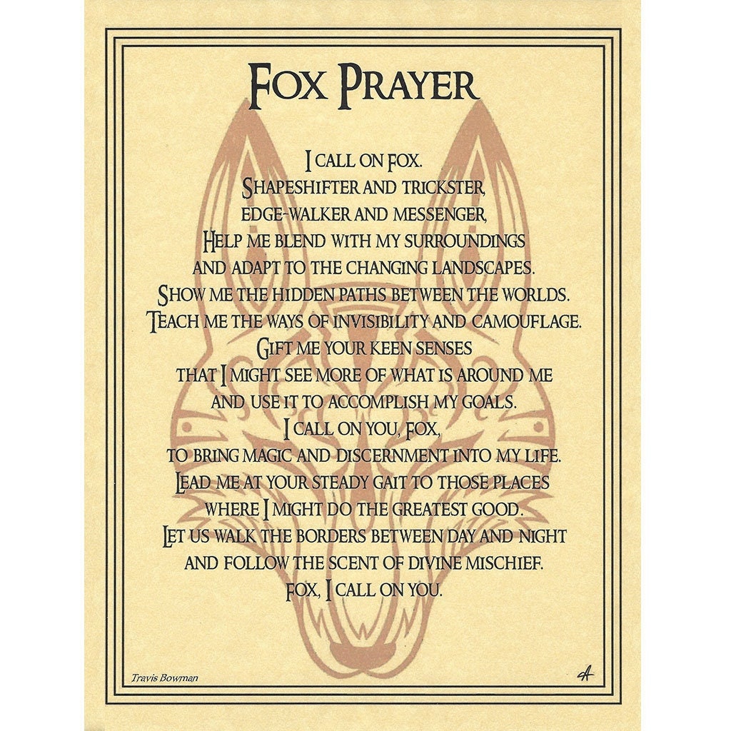 Fox Prayer Poster - Etsy