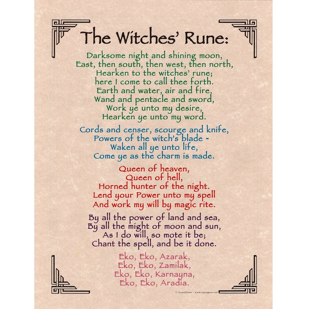 The Witches' Rune Poster - Etsy