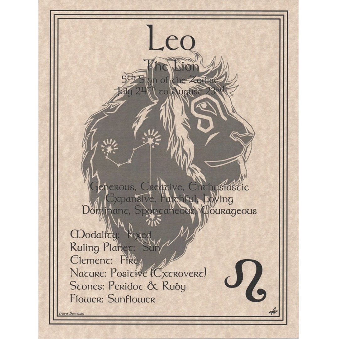 Leo Zodiac Poster - Etsy
