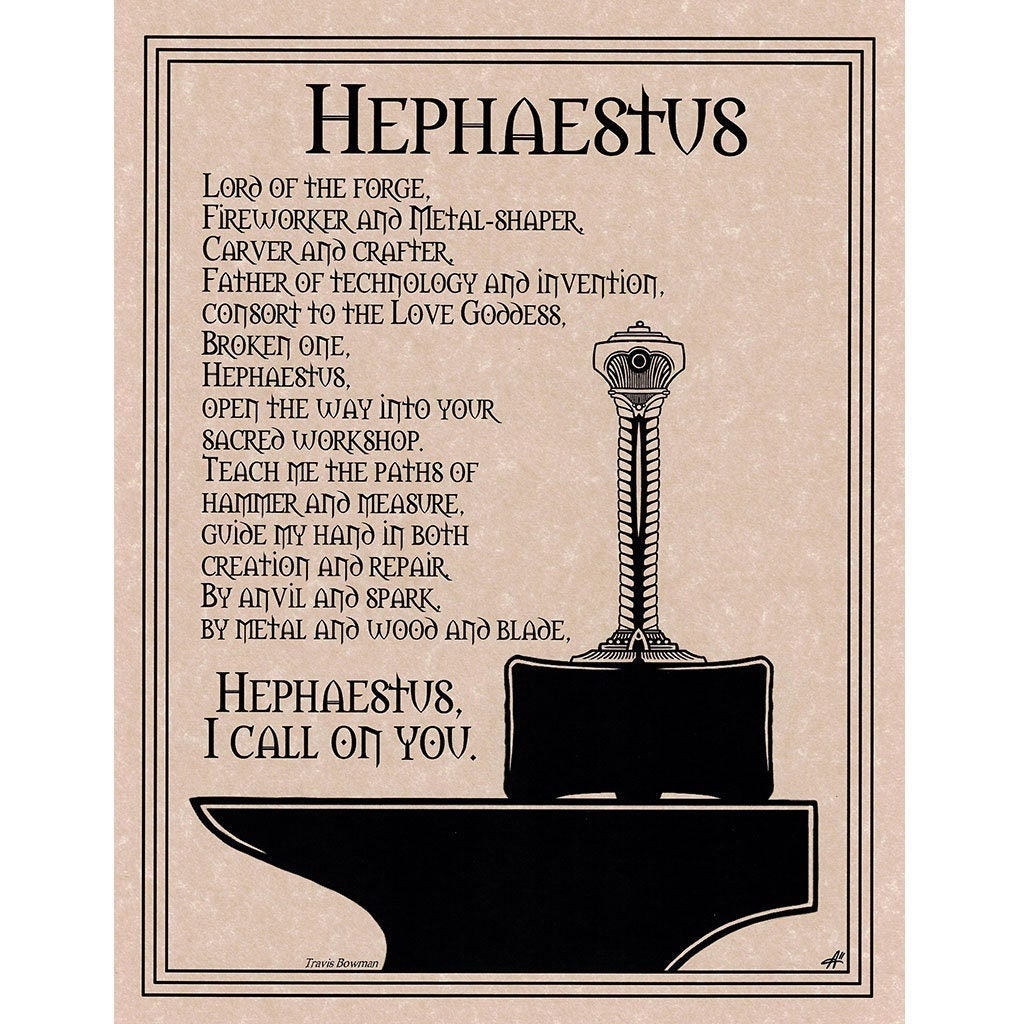 Hephaestus Prayer Poster - Etsy