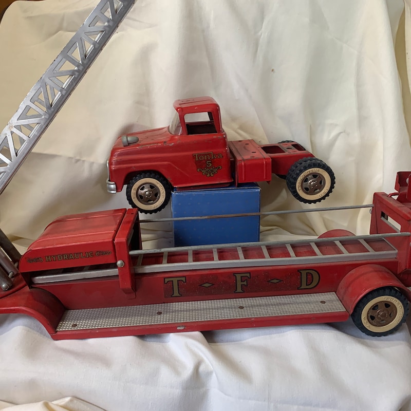 Metal Fire Truck Toy 1960s - Etsy