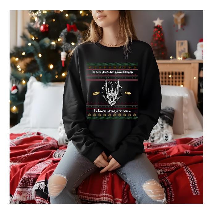 Sauron Lord of the Rings Christmas Crewneck Sweatshirt, Holiday Xmas ...