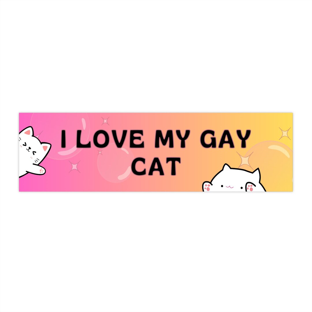I Love My Gay Cat Bumper Sticker - Fun Pride Car Decal, LGBTQ+ Pet ...