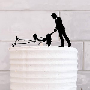 Groom Dragging Bride Wedding Cake Topper SVG Bundle. Runaway Bride PNG ...