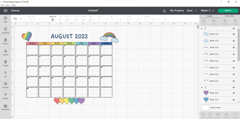 Rainbow Calendar Month Template SVG PNG. Months Years Dates - Etsy