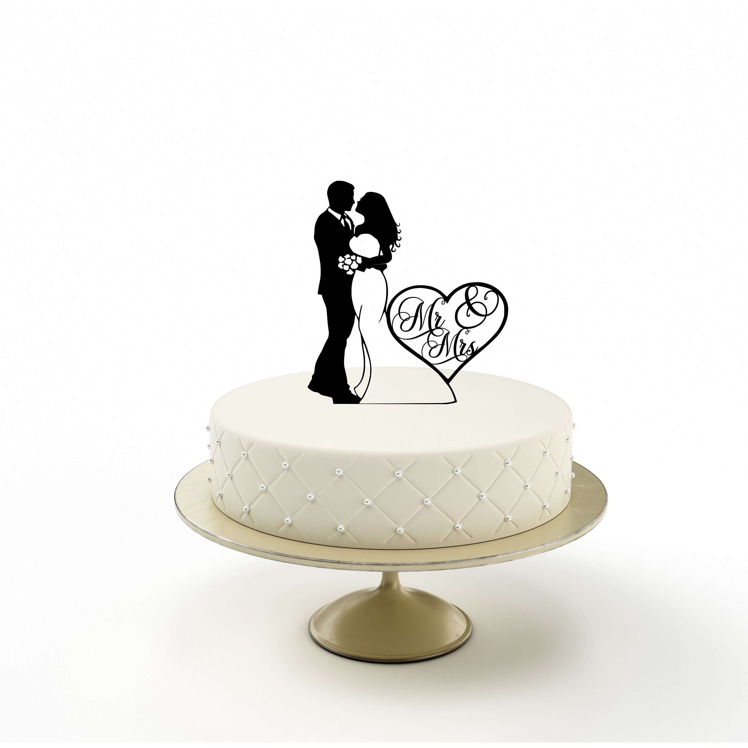 Wedding Cake Topper SVG Bride and Groom With Heart Mr & Mrs. - Etsy UK