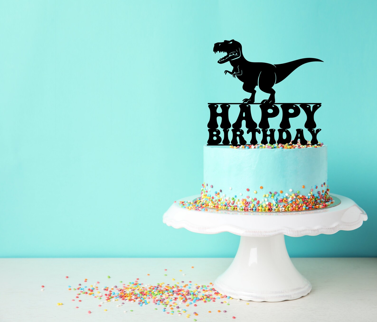 T Rex Dinosaur Birthday Cake Topper SVG. T-rex Cake Topper. - Etsy