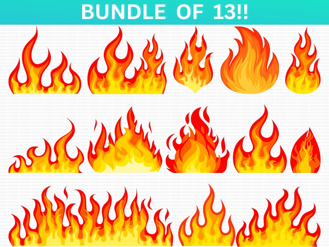 Fire Svg Bundle, Fire SVG, Layered Fire Flame SVG, Flame Clipart, Cut ...