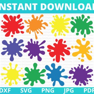 Paint Splat SVG Design Bundle. PNG Splatter Cut Files for - Etsy