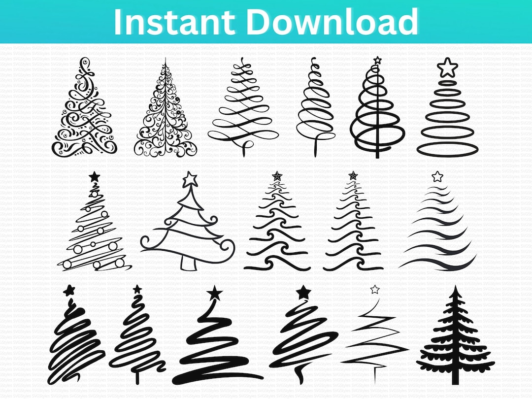 Christmas Tree Svg Christmas Trees Svg Christmas Tree Png Bundle Swirly ...