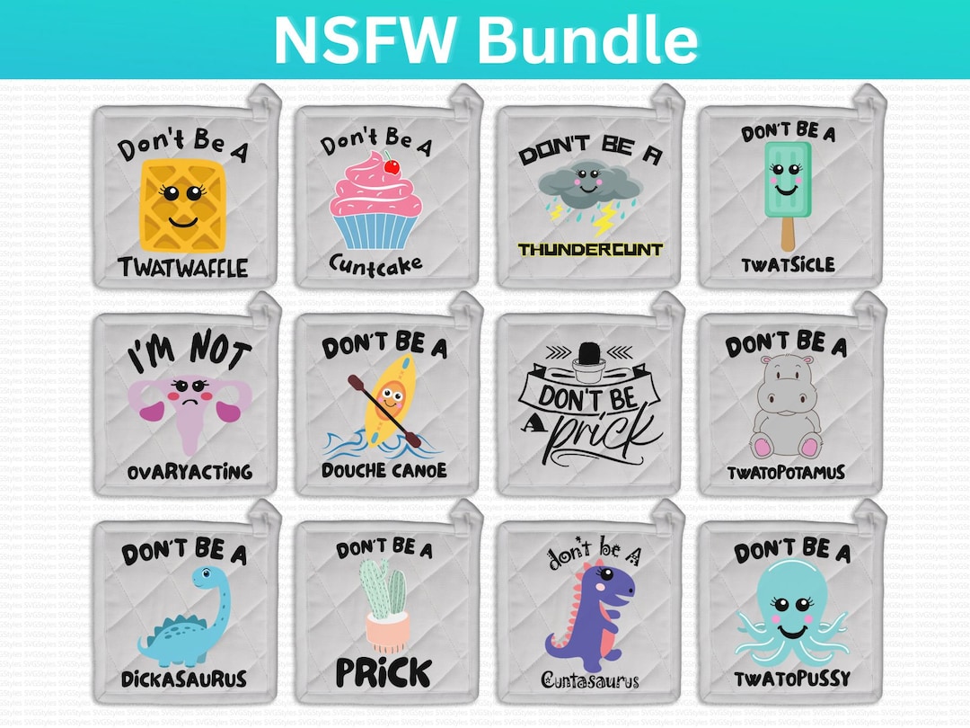 Funny Adult NSFW Humor Sayings SVG PNG Bundle. Hippotwatamus Twatwaffle ...