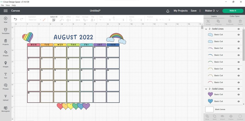Rainbow Calendar Month Template SVG PNG. Months Years Dates - Etsy