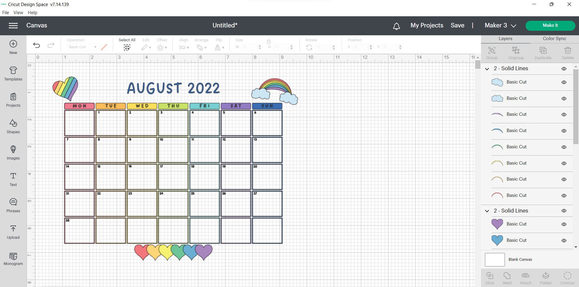 Rainbow Calendar Month Template SVG PNG. Months Years Dates - Etsy Canada