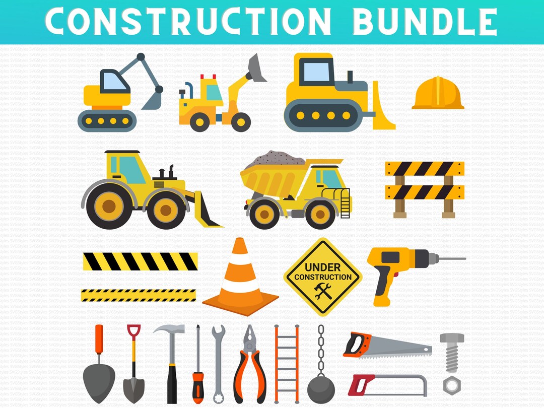 Construction Svg Bundle, Trucks Excavator Backhoe Tractor Dump Truck ...