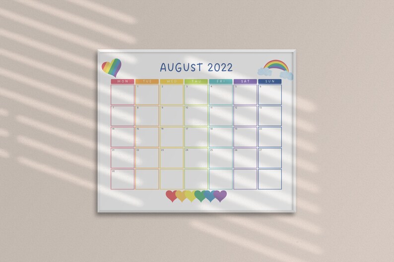 Rainbow Calendar Month Template SVG PNG. Months Years Dates - Etsy
