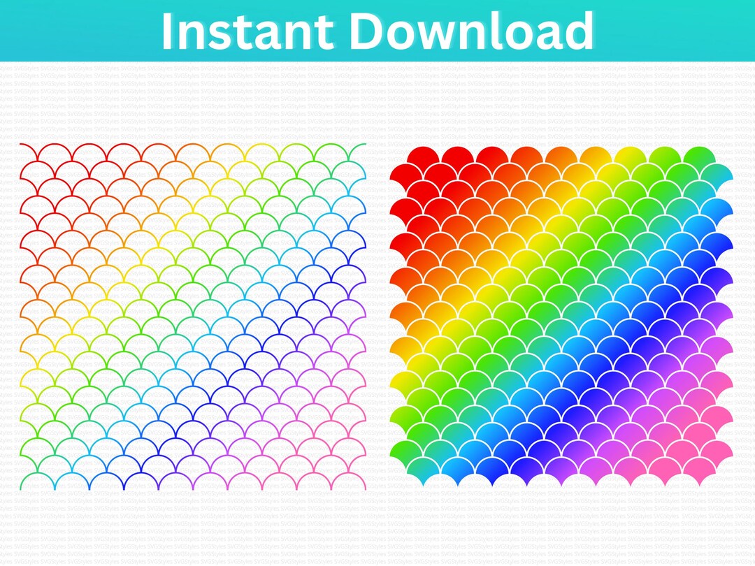Scallop Tile Svg Scallop Svg Rainbow Mermaid Pattern Svg - Etsy