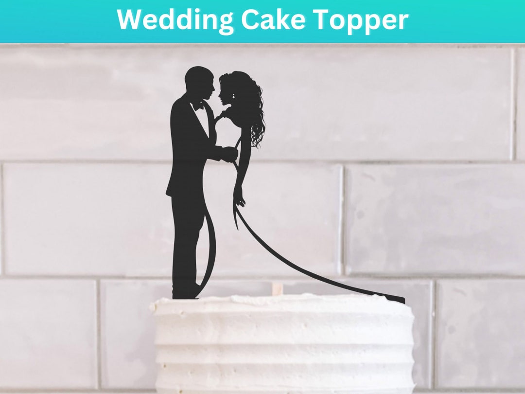 Wedding Cake Topper SVG Bride and Groom Silhouette Instant Download PNG ...