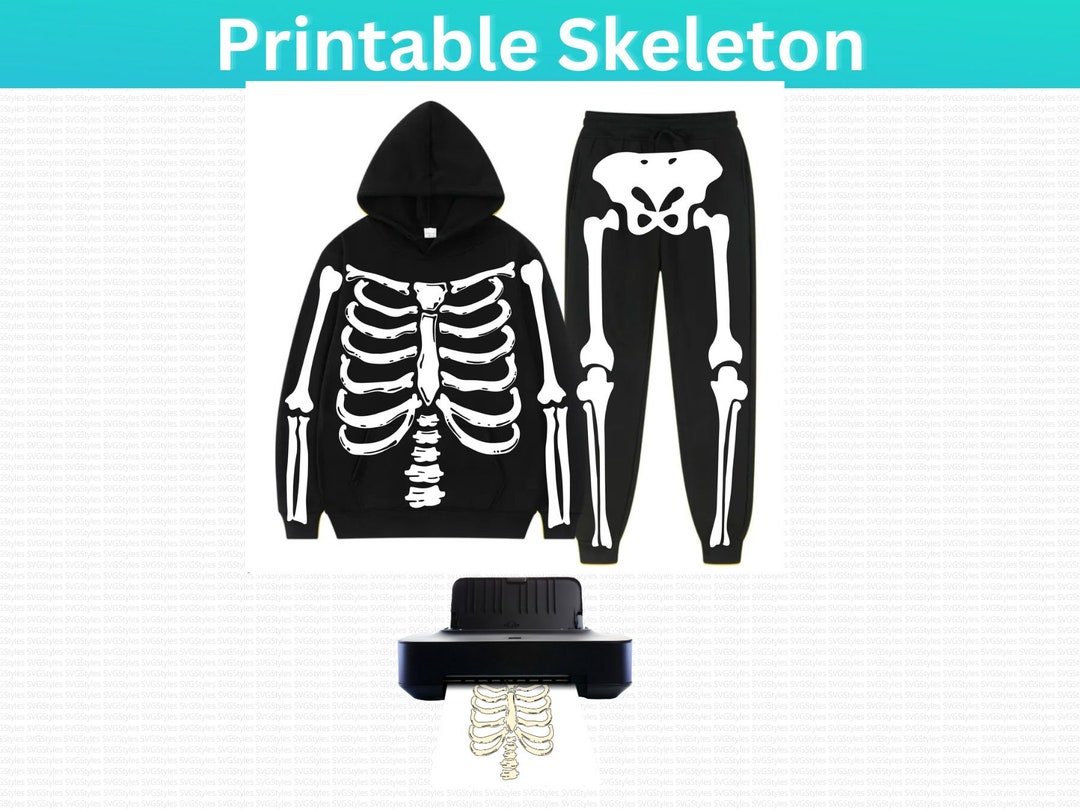 Printable Skeleton PNG Skeleton PDF for Print Skeleton Costume - Etsy