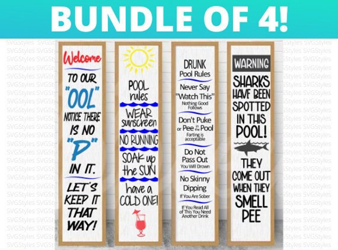 Pool Signs SVG. Swimming Pool Rules SVG. Funny Pool Signs Svg Bundle ...
